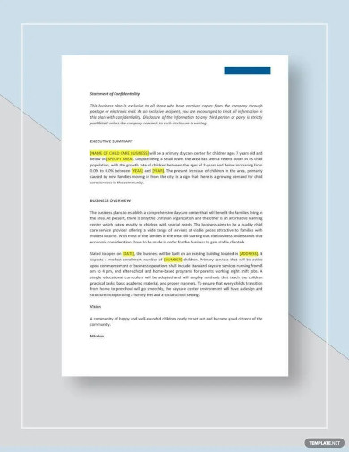 9+ Child Care Plan Templates - Word, PDF Format Download!