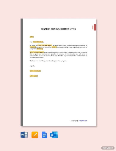 8+ Donation Acknowledgement Letter Templates - Free Word, PDF Format ...