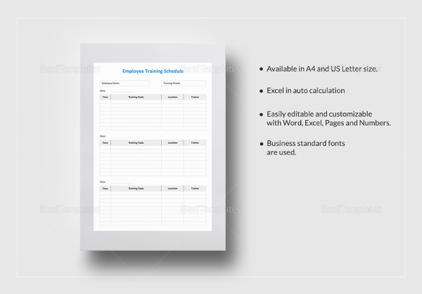 14 Employee Training Schedule Template Word PDF Google Docs Apple Pages