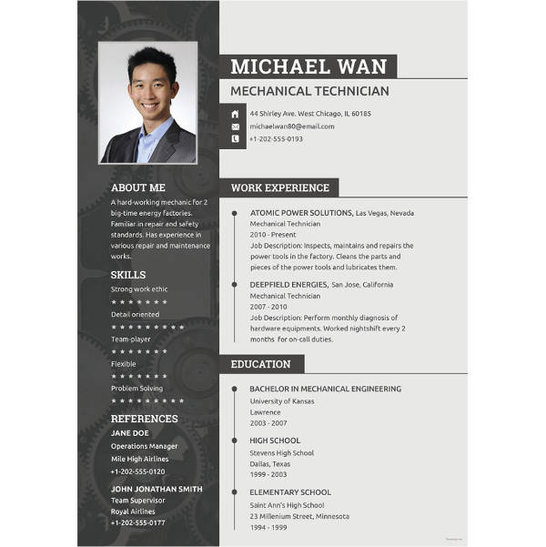 Mechanical Engineer Resume Template Free Download FREE PRINTABLE 