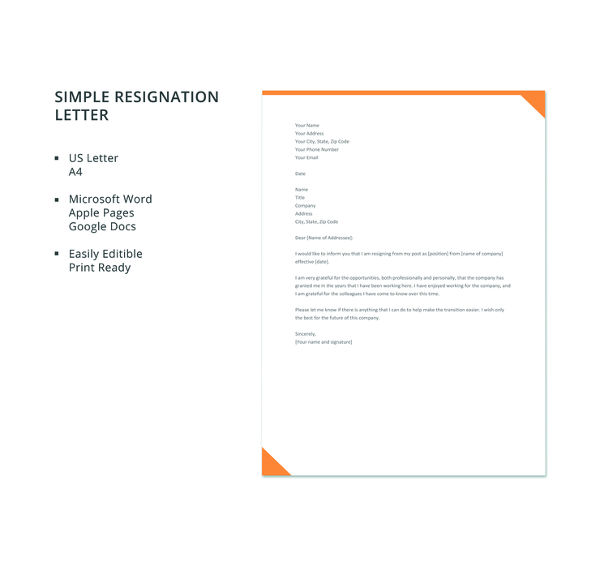 53+ Resignation Letter Templates in PDF