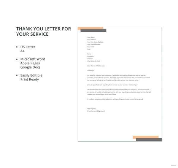 28+ Service Letter Templates -PDF, DOC