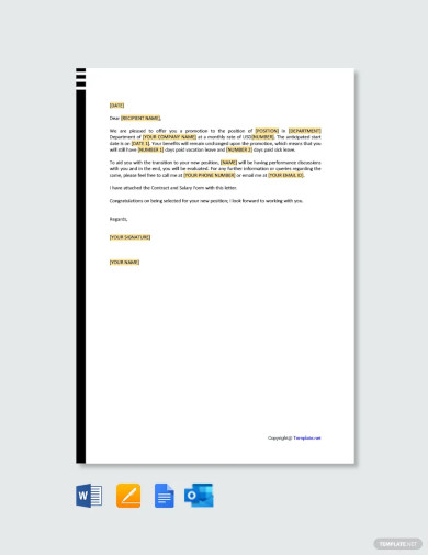 Promotion Offer Letter Template - 10+ Word Format Download!