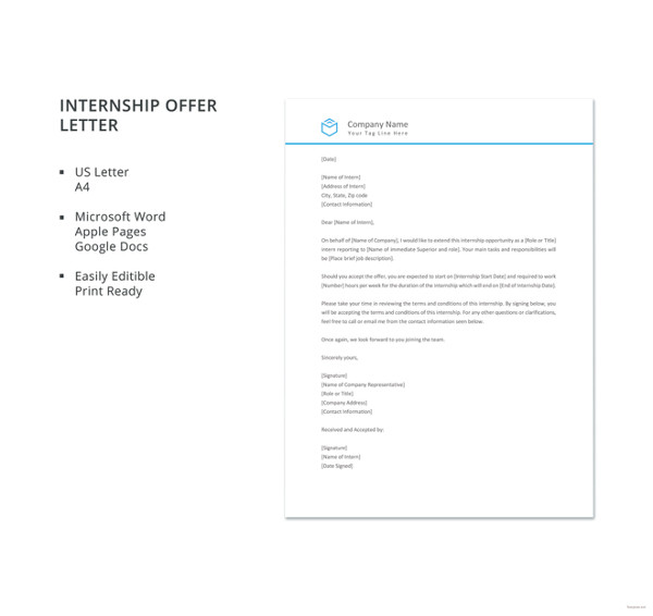 11+ Internship Offer Letter Templates - PDF, DOC