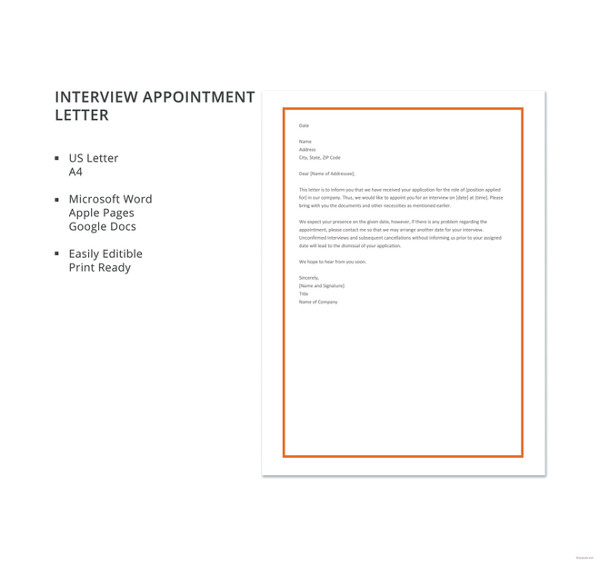 16+ Simple Appointment Letters - PDF, DOC