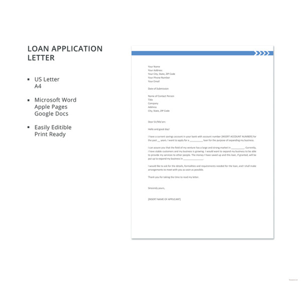 Loan Application Letter Templates - 13+ Free Word Documents Download