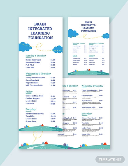 School Menu - 28+ Free Templates in PSD, PDF, Word, AI