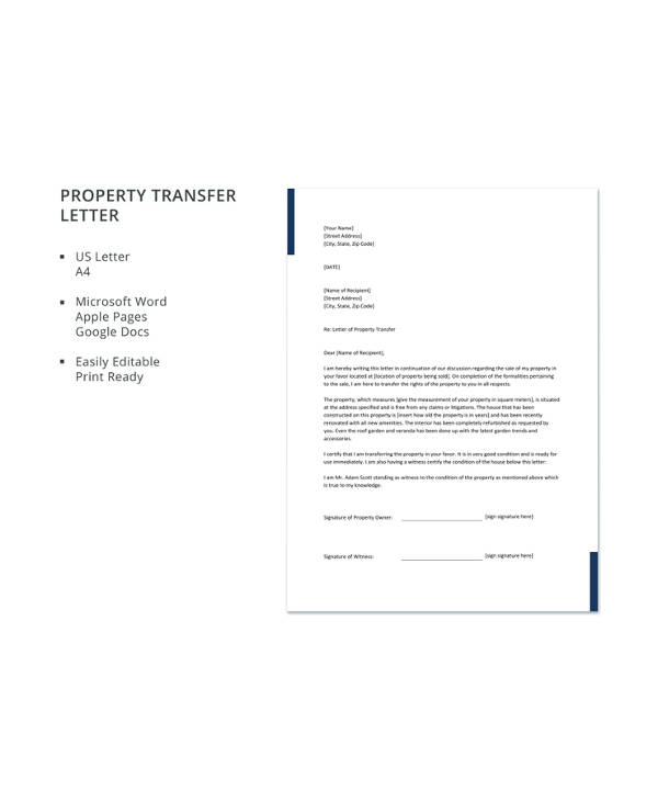 15+ Property Transfer Letter Templates - PDF, DOC