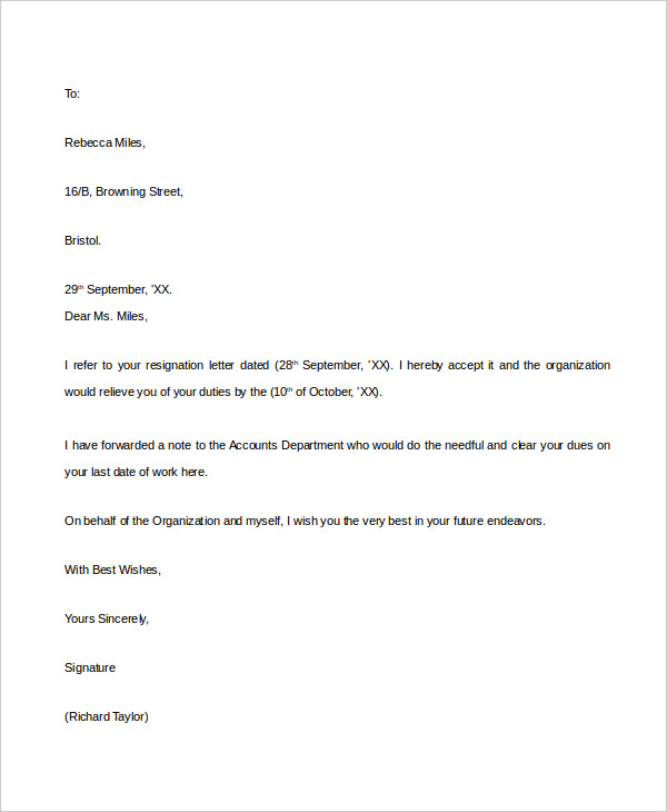 Resignation Acceptance Email Sample Resignation Letter Resignation Acceptance Email Sample Resignation Letter