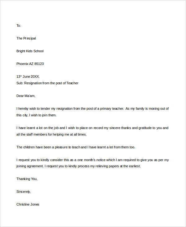 32+ Resignation Letter Format - PDF, DOC, iPage