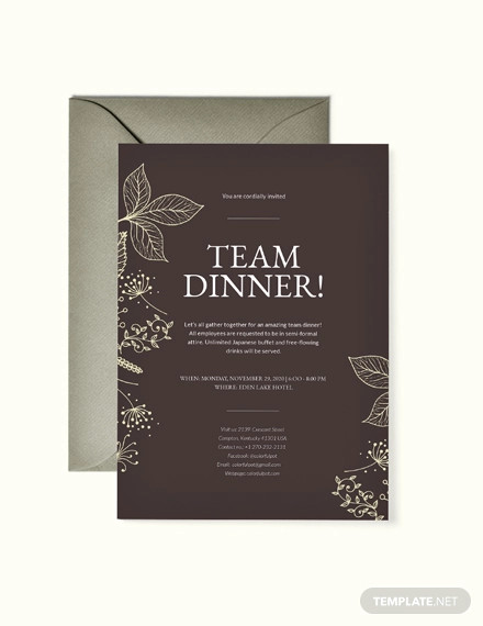 13 Team Dinner Invitations JPG EPS Ai PSD Wprd