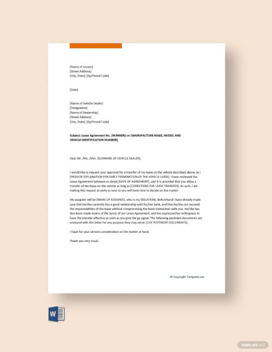 Lease Transfer Letter Template - 11+ Word, PDF Format Download!