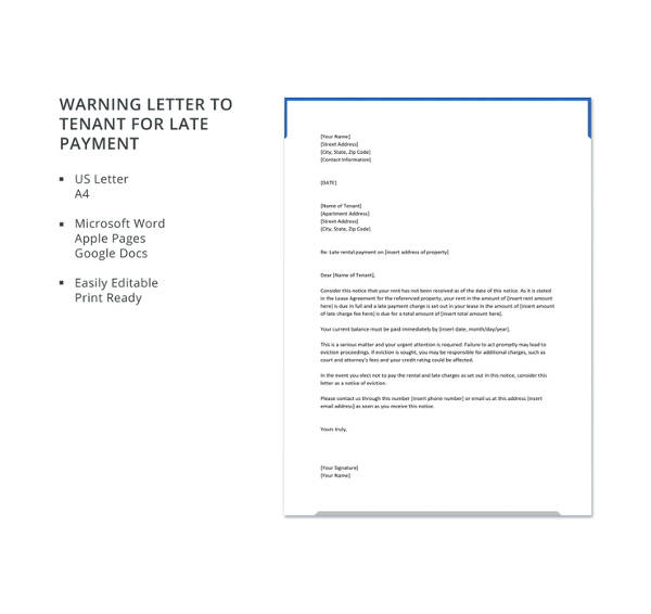Sample Landlord Letter To Tenant Late Payment Classles Democracy