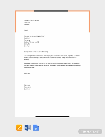 20+ Response Letter Templates - Free Sample, Example Format Download