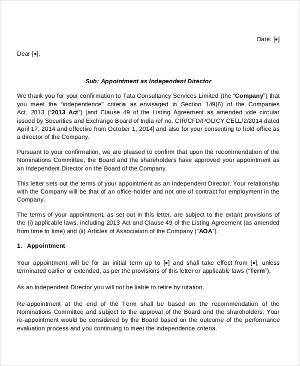 53+ Appointment Letter Template Examples