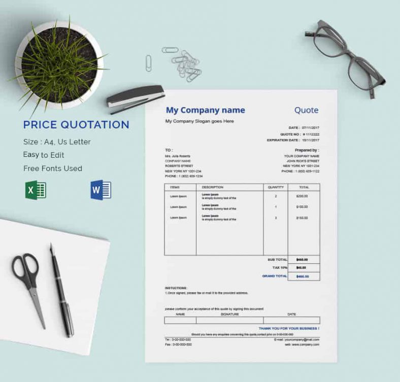 21+ Price Quotation Templates - DOC, PDF, XLS