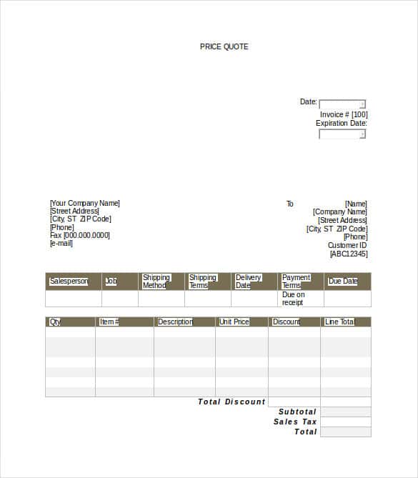 21+ Price Quotation Templates - DOC, PDF, XLS