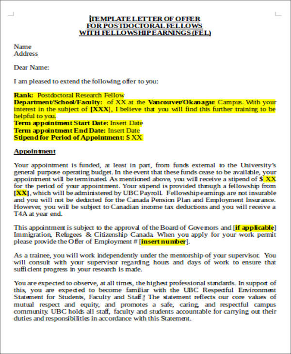 45+ Offer Letter Format Templates - PDF, DOC