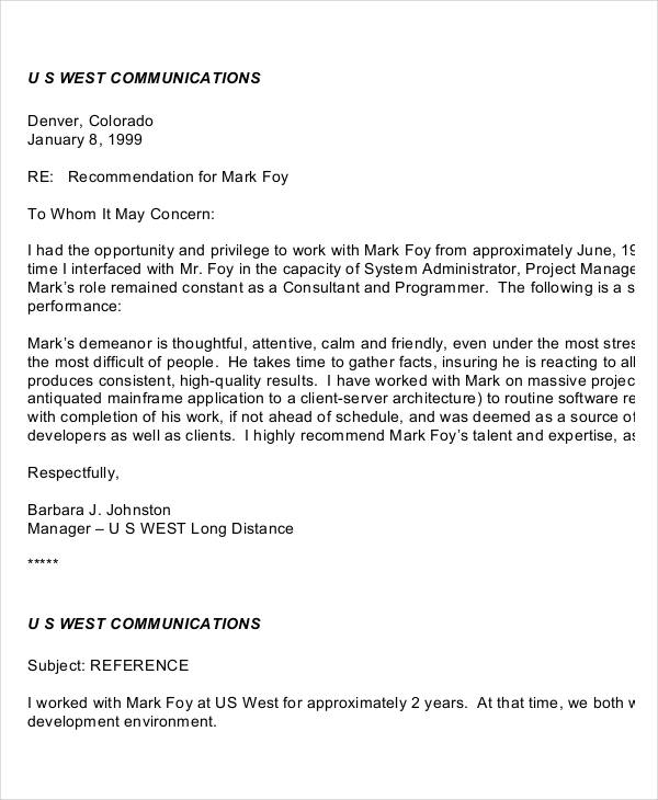 37+ Simple Recommendation Letter Template - Free Word, PDF Documents ...