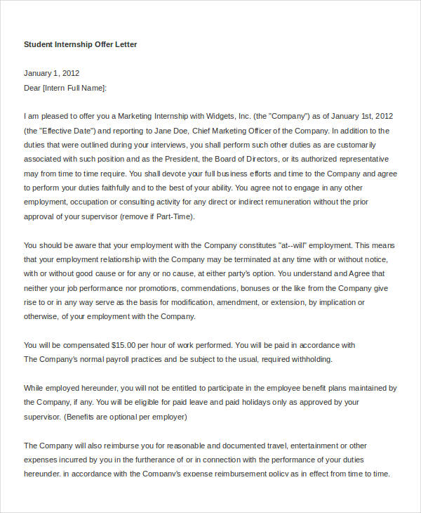 Offer Letter Templates in Doc - 46+ Free Word, PDF Documents Download