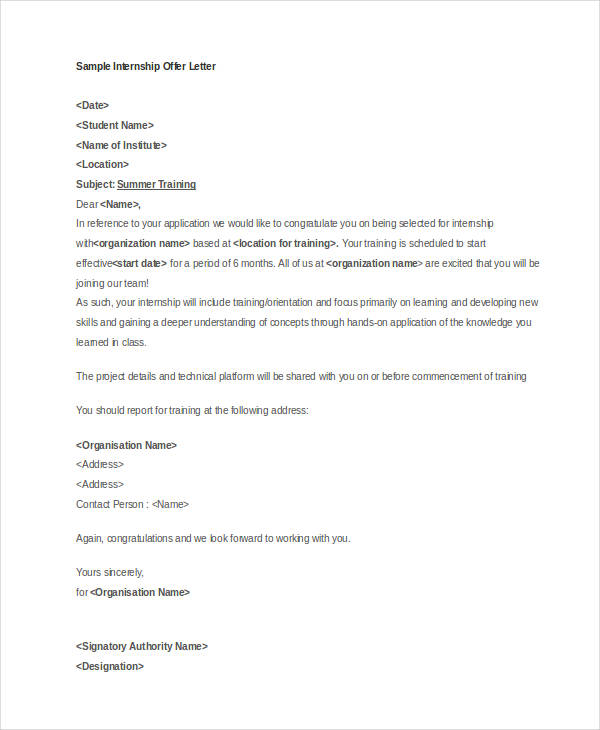 Offer Letter Templates in Doc - 46+ Free Word, PDF Documents Download