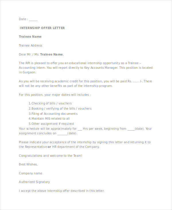 Offer Letter Templates in Doc - 46+ Free Word, PDF Documents Download
