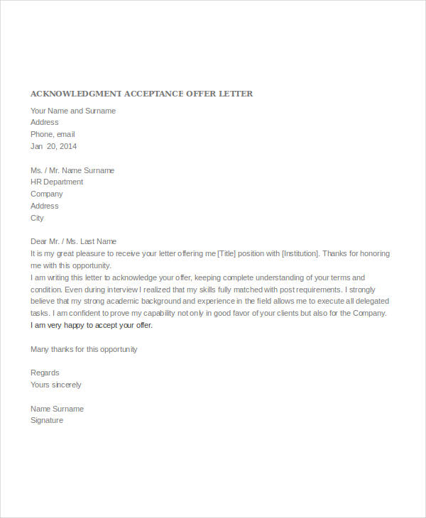 Offer Letter Templates in Doc - 46+ Free Word, PDF Documents Download