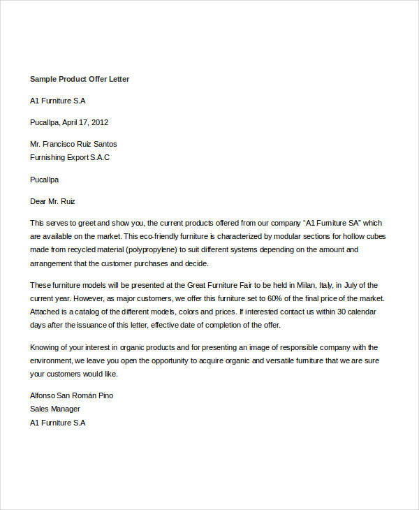 Offer Letter Templates in Doc - 46+ Free Word, PDF Documents Download