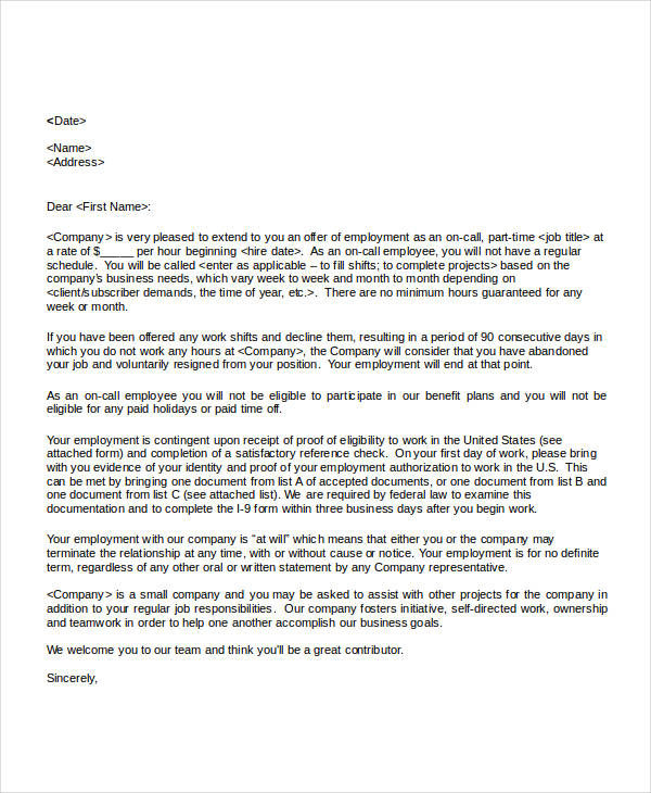 Offer Letter Templates in Doc - 46+ Free Word, PDF Documents Download