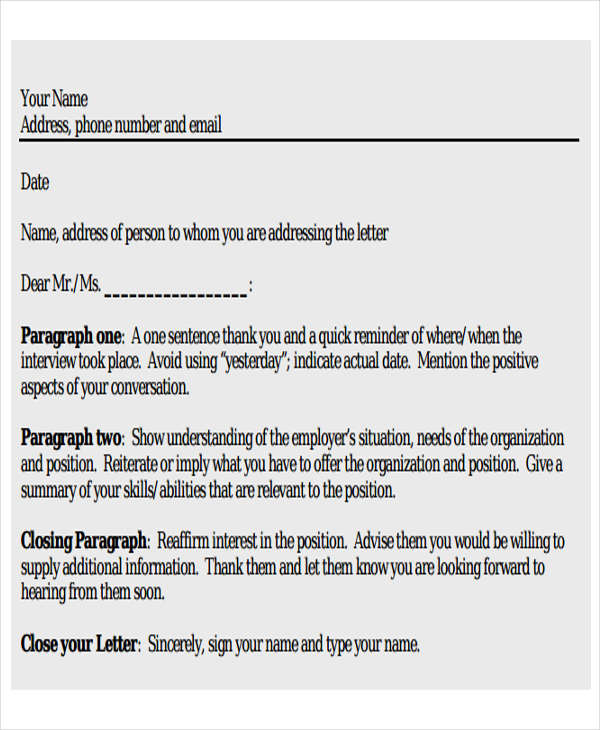 Thank You Letter Format Thank You Letter Format