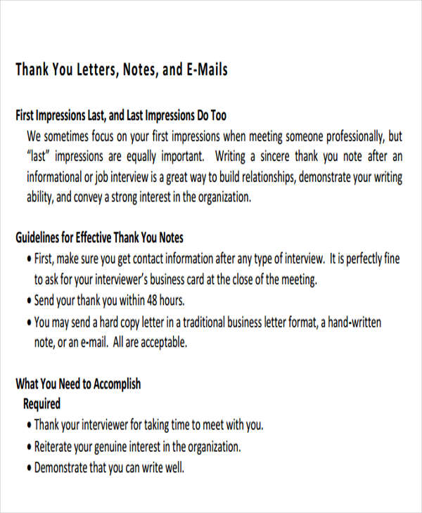 Thank You Letter Format