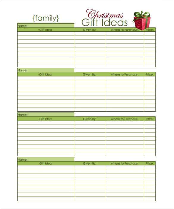 24 Christmas Gift List Templates