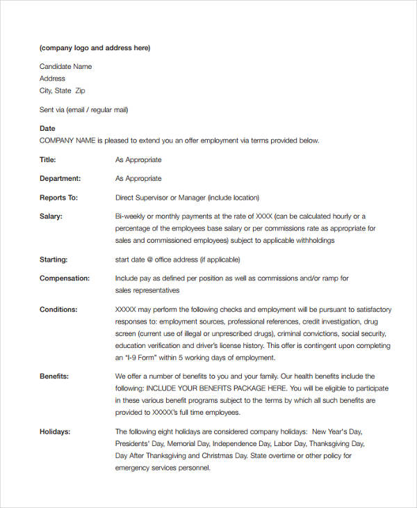 66+ Offer Letter Templates in PDF