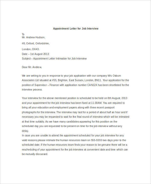 44+ Appointment Letter Template Examples