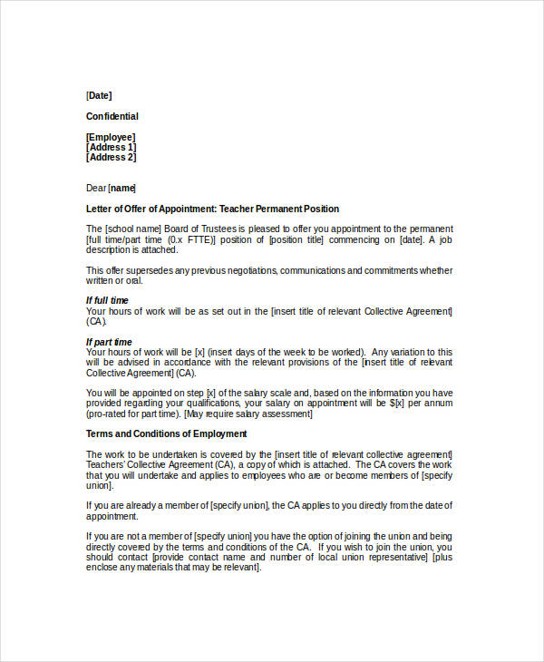 44+ Appointment Letter Template Examples