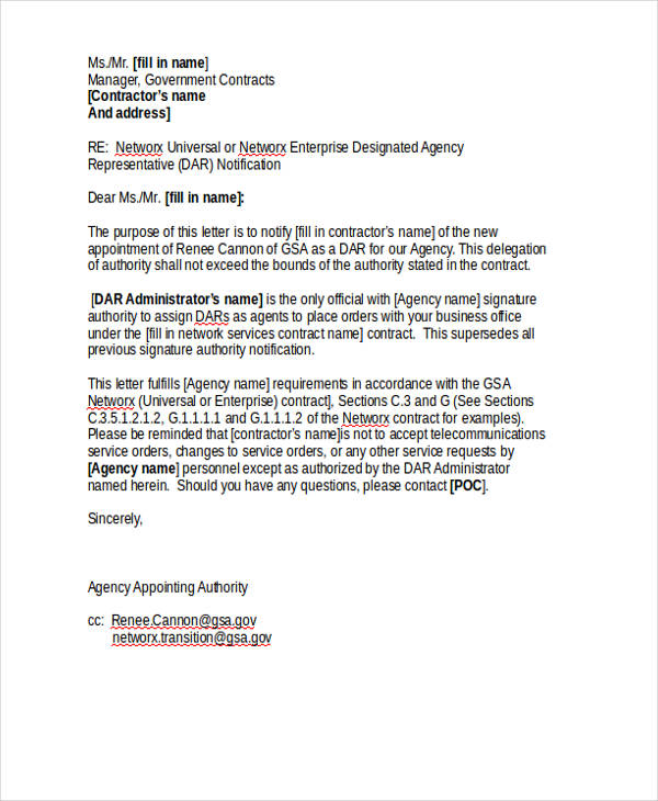 6+ Contractor Appointment Letter Templates - Free Samples, Examples ...