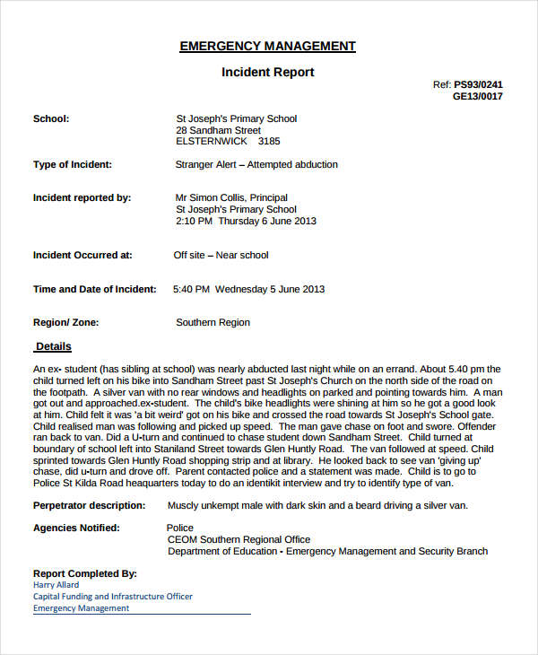 How To Write A Incident Report Statement