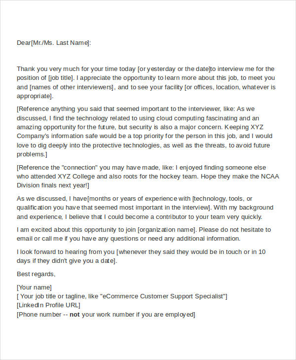 51+ Thank You Letter Example Templates