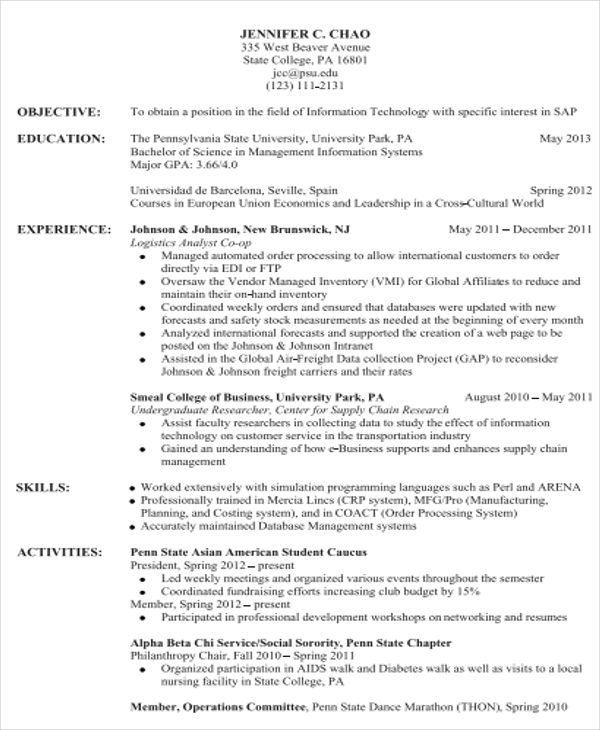 70 Resume Formats PDF DOC