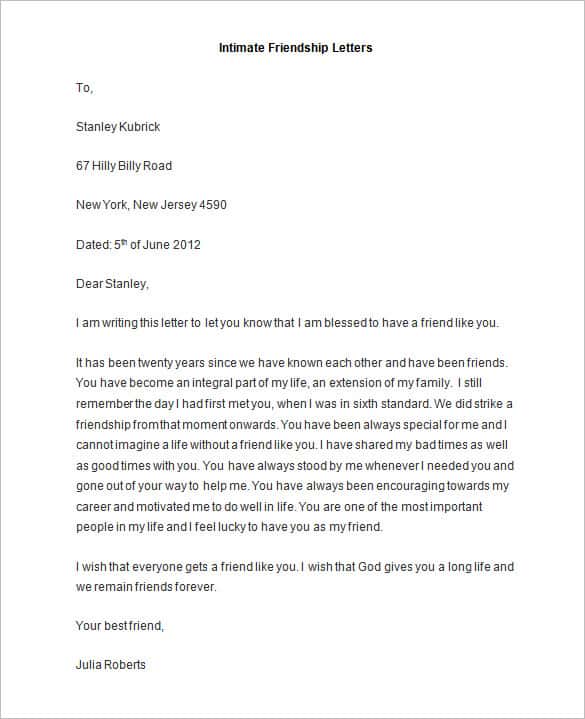 Informal Letter Format To Friend