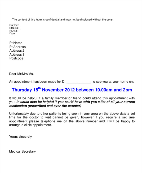 10 Doctor Appointment Letter Templates DOC PDF