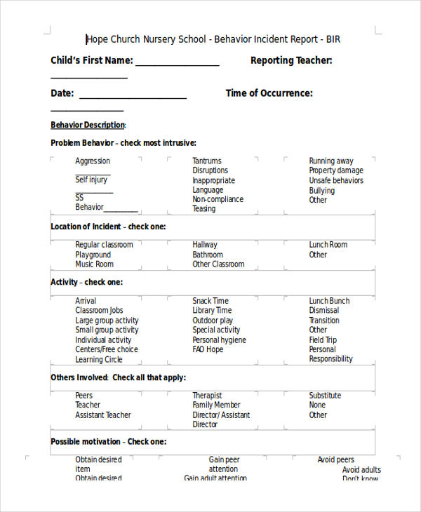 42 Free Incident Report Templates PDF Word Free Premium Templates