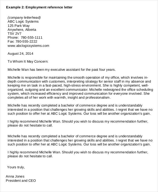 Reference Letter Example - 33+ Free Word, PDF DOcuments Download