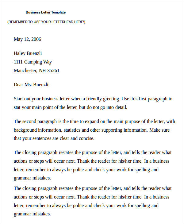 32 Business Letter Template