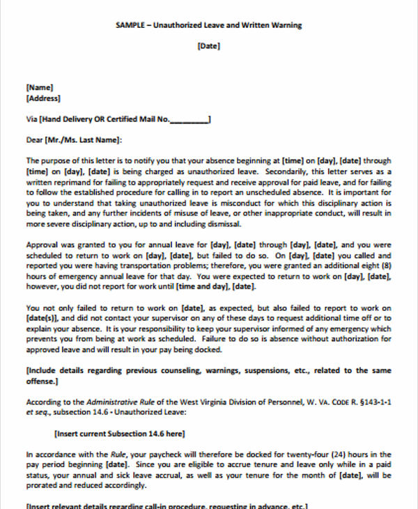 26+ Warning Letter Example Template