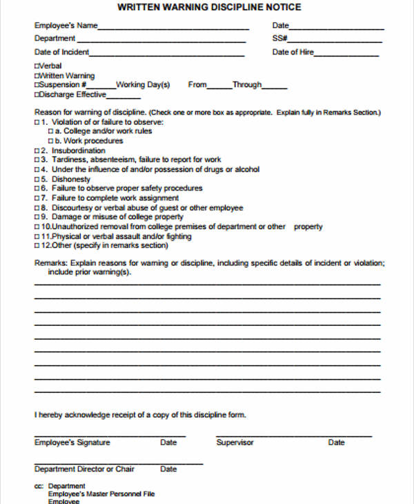 26+ Warning Letter Example Template