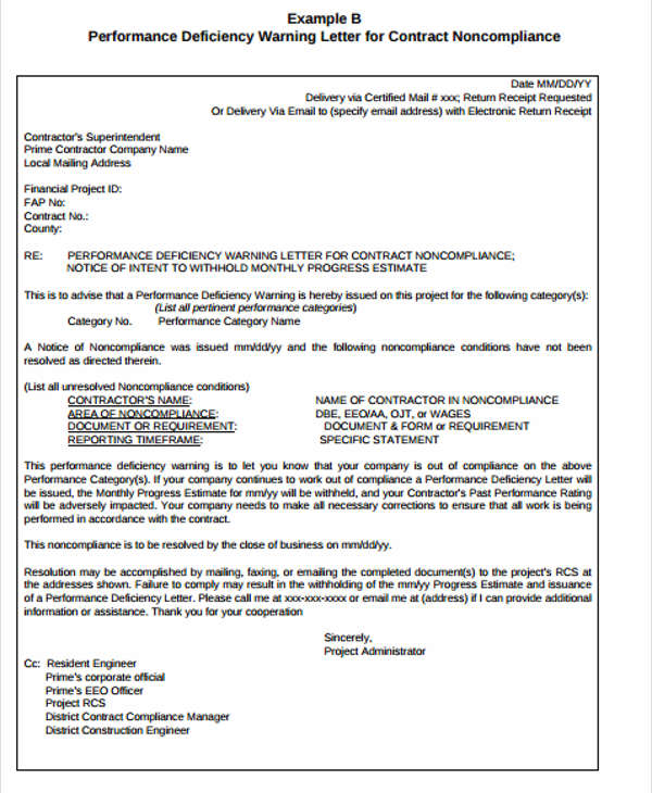 26+ Warning Letter Example Template