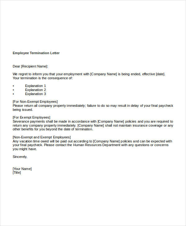 Free Termination Letter Templates - 38+ Free Word, PDF Documents Download