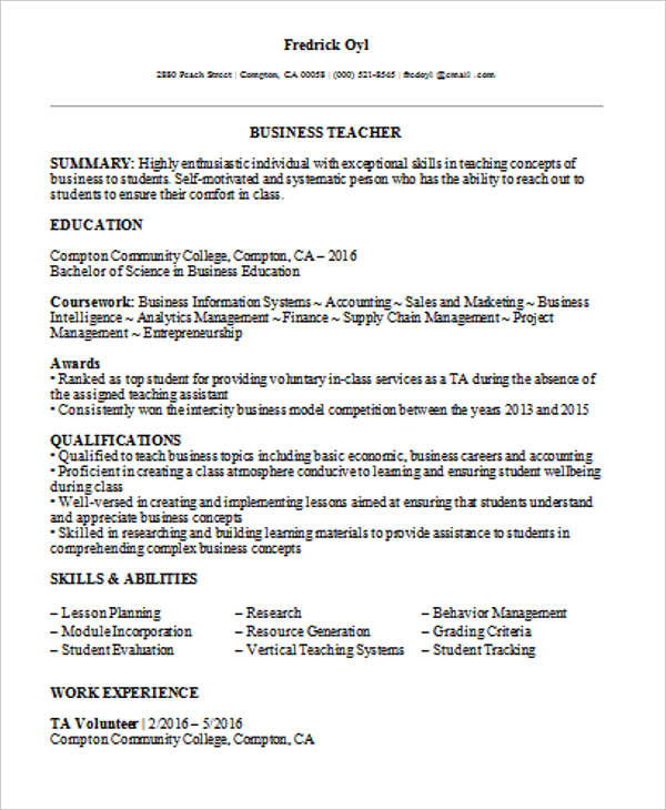 35 Printable Teacher Resume Templates