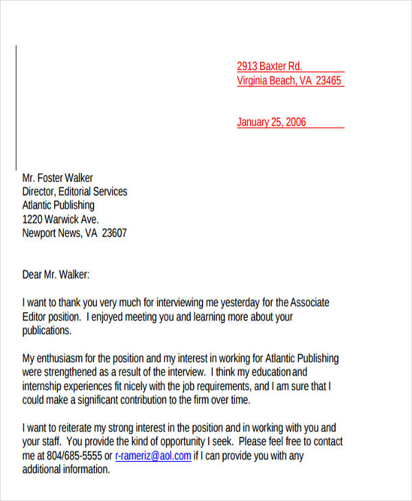 Formal Business Thank You Letter Format